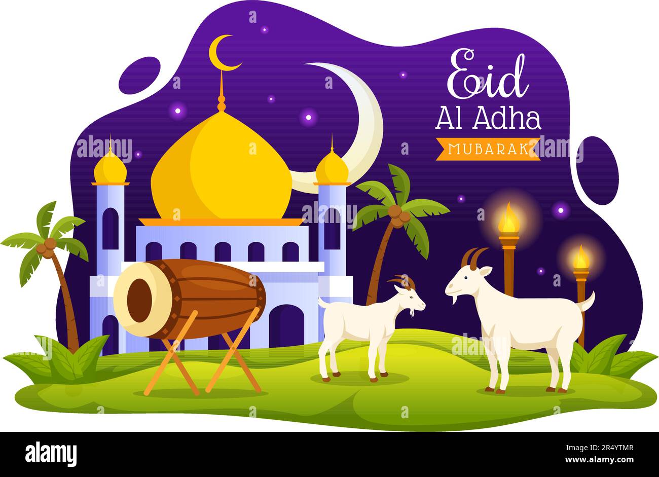 Happy Eid Al Adha Mubarak Vector Illustration of Muslims Celebration ...