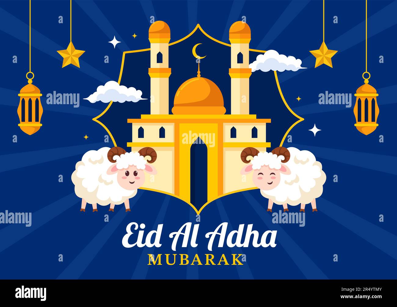 Happy Eid Al Adha Mubarak Vector Illustration of Muslims Celebration ...