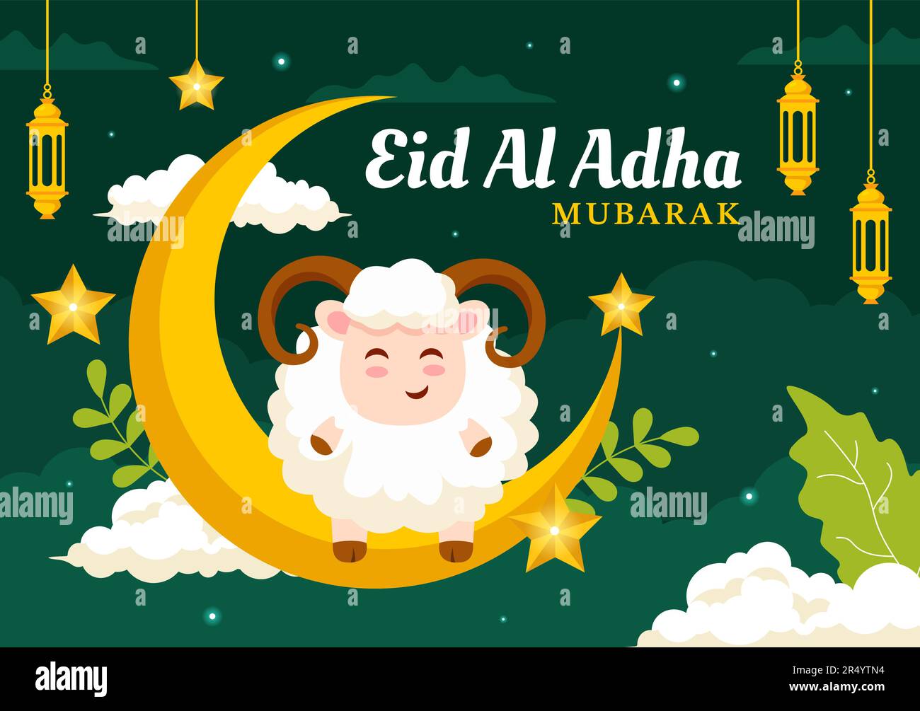 Happy Eid Al Adha Mubarak Vector Illustration of Muslims Celebration ...