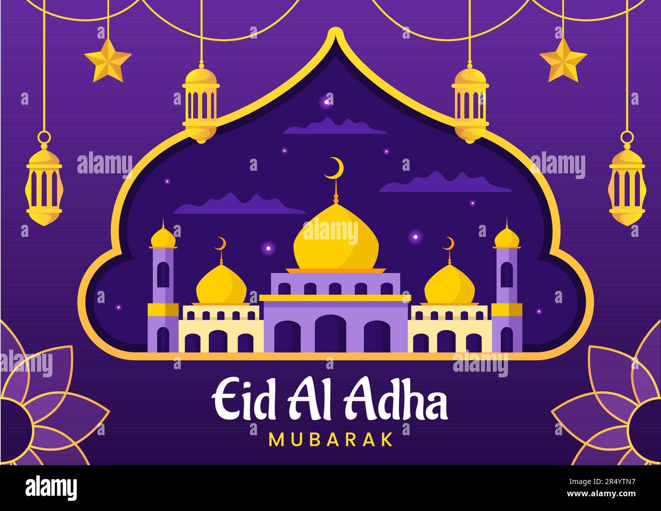 Happy Eid Al Adha Mubarak Vector Illustration of Muslims Celebration ...