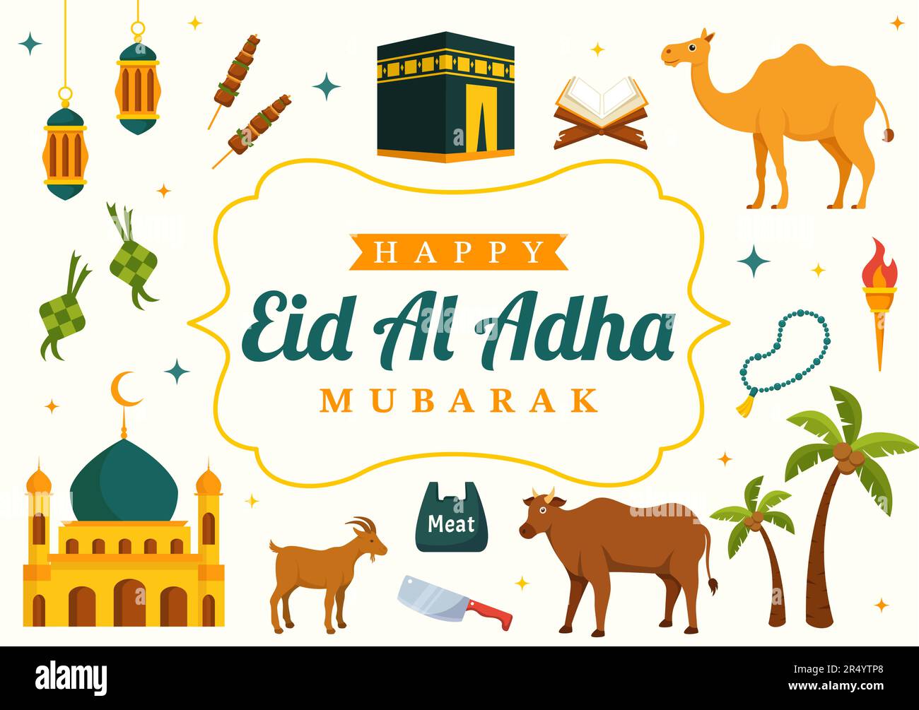 Eid Ul Adha Animals Eid Al Adha Flat Vector Illustration With Goat Or