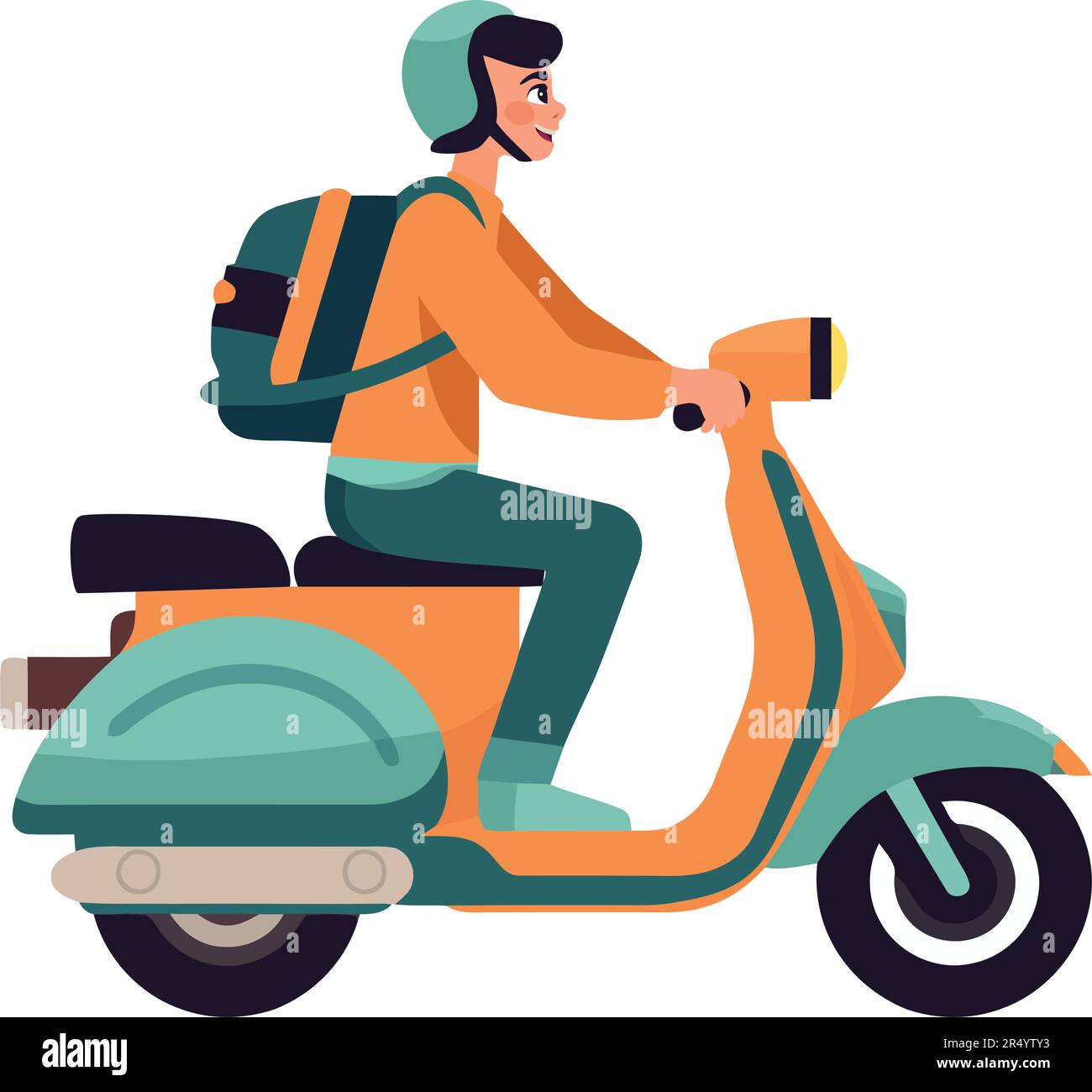 Man riding motor scooters, enjoying adventure Stock Vector Image & Art ...