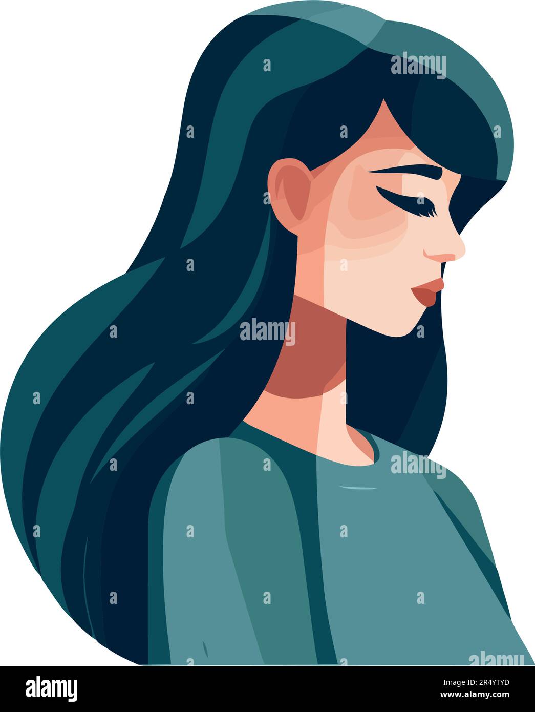 Beautiful Woman With Long Black Hair Stock Vector Image And Art Alamy