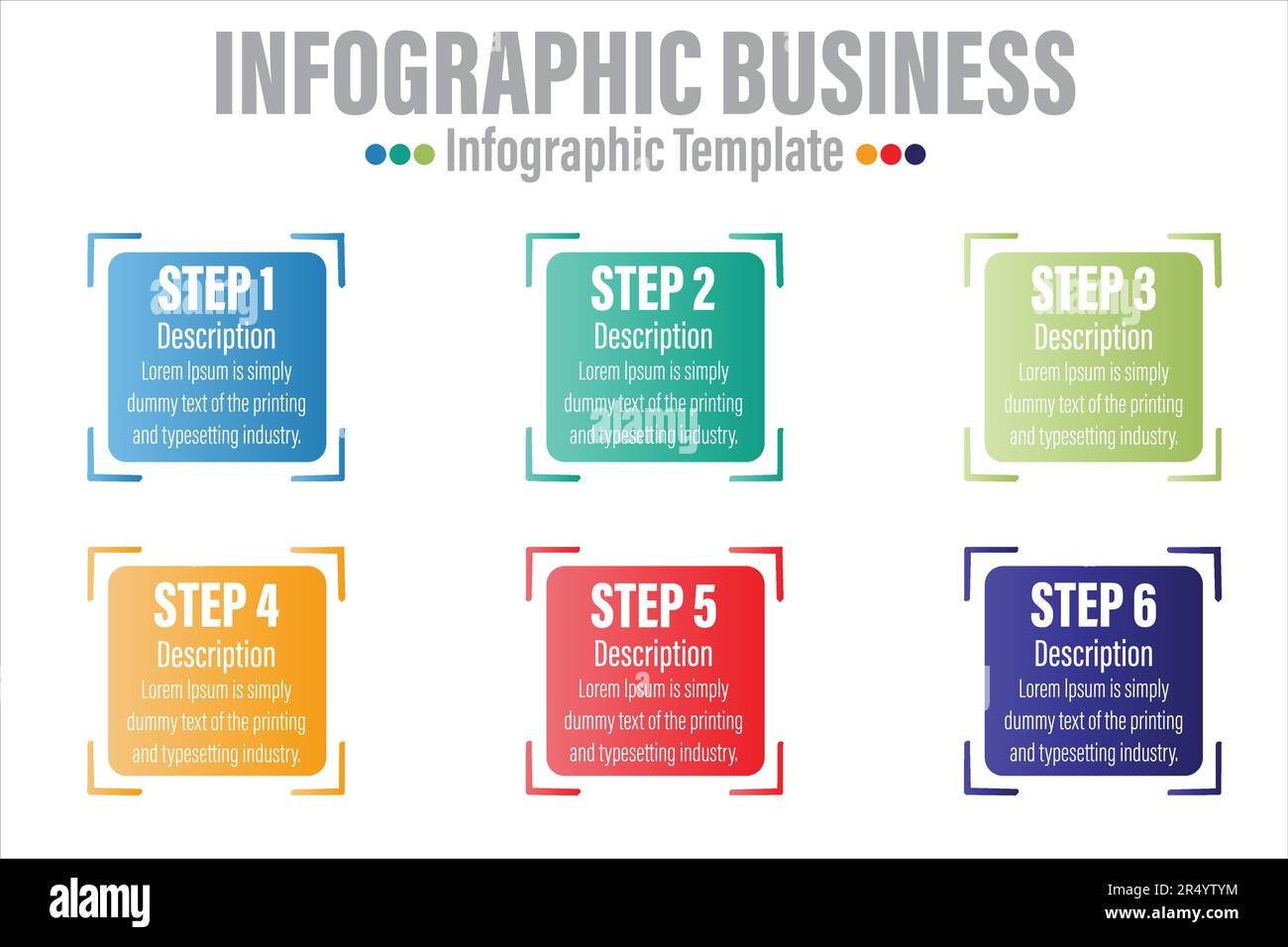 6 Steps Modern focus Timeline diagram with workflow presentation vector ...