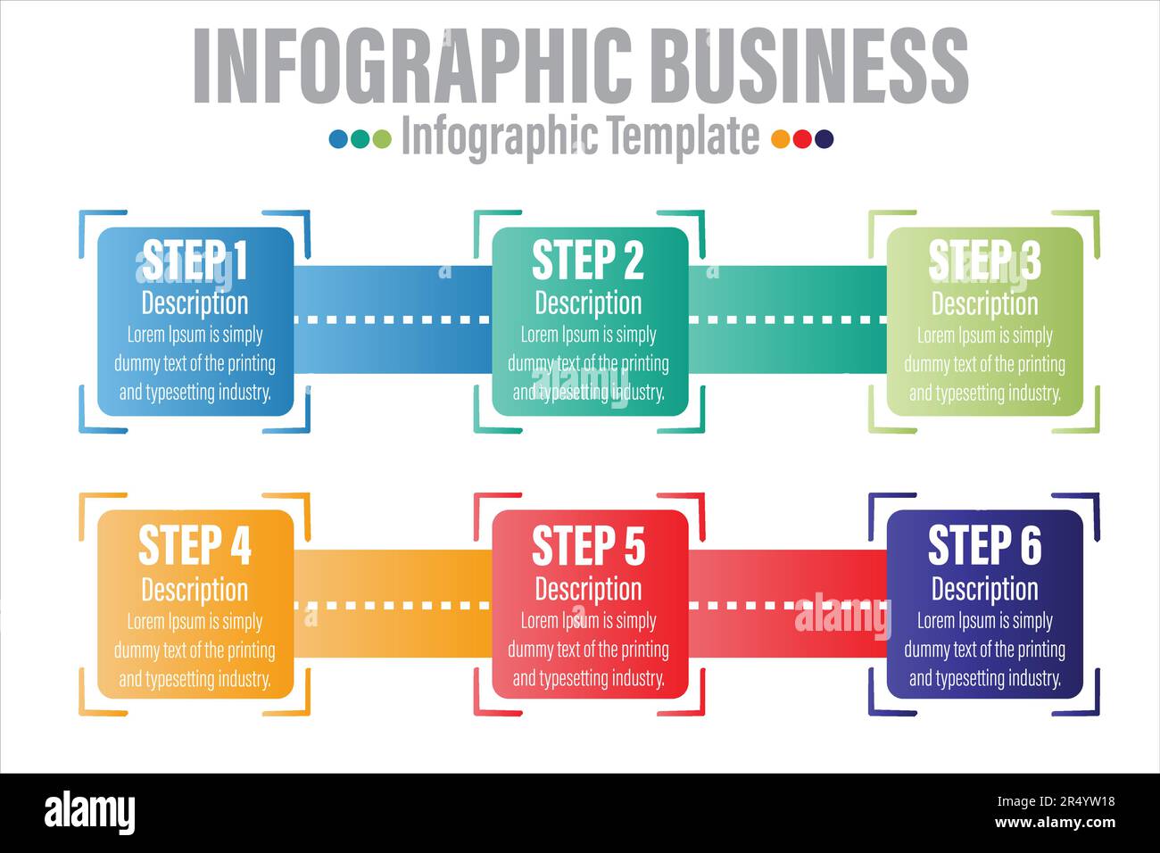 6 Steps Modern focus Timeline diagram with workflow presentation vector ...