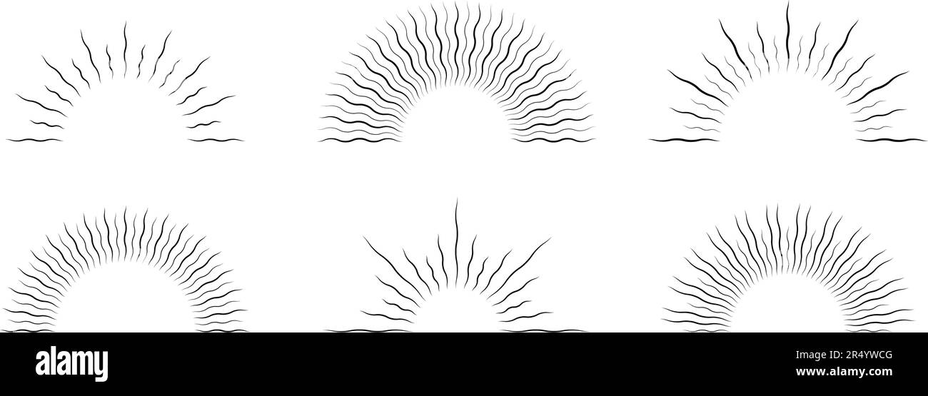 Half Curved Sunburst Frame Set Vintage Sunrise And Sunset Collection