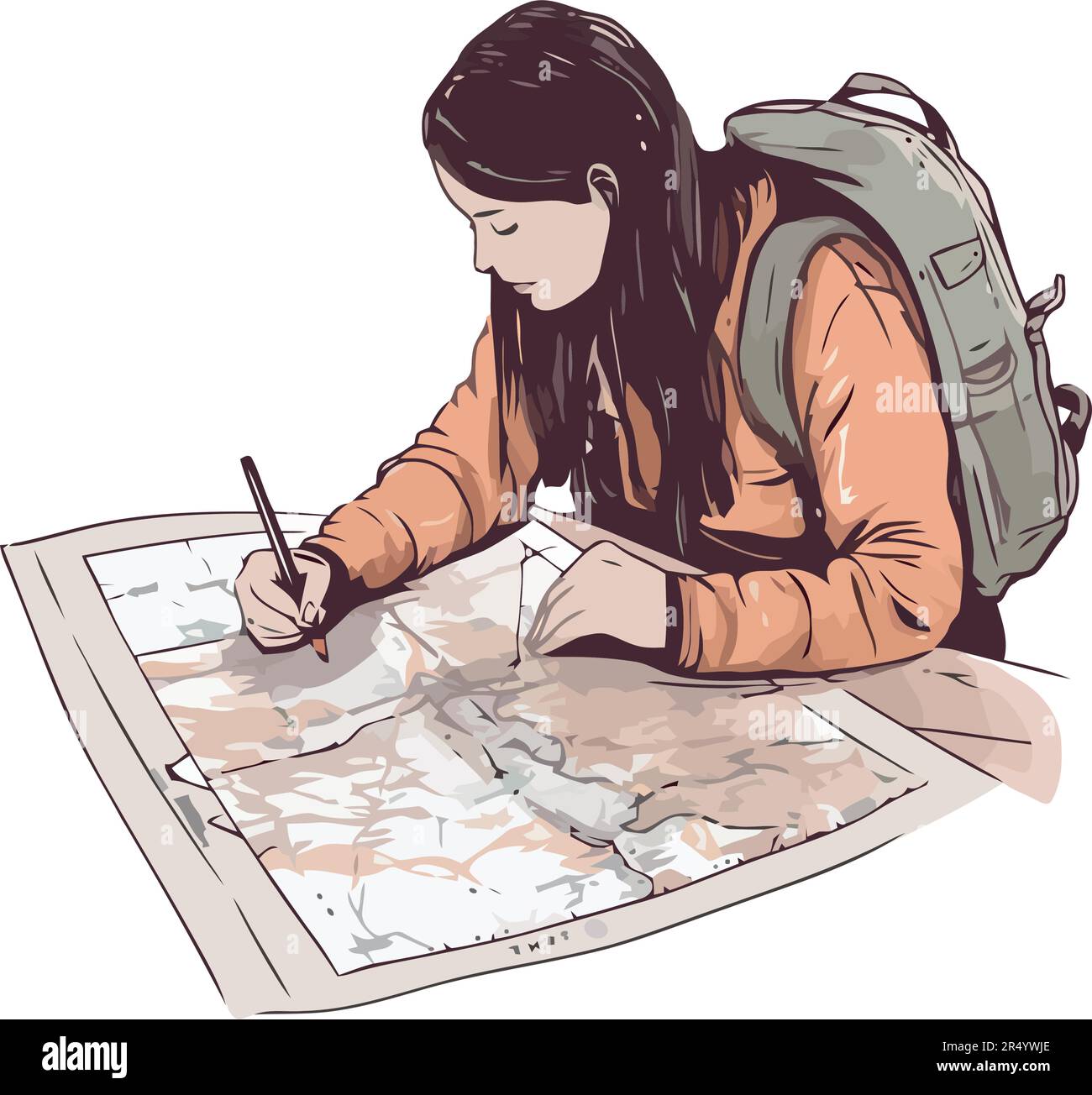 One person hiking, looking at map, planning Stock Vector Image & Art ...