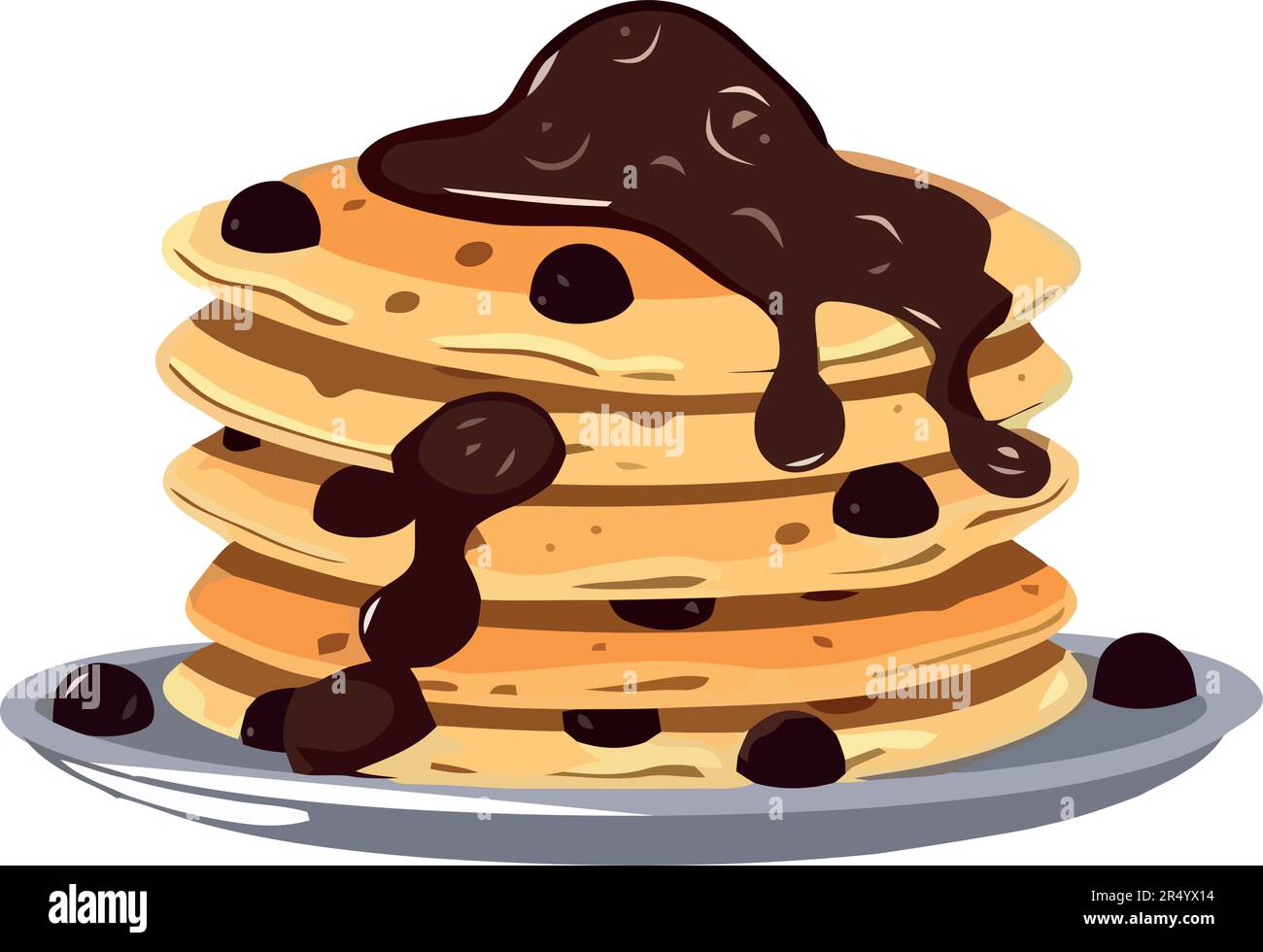 Stack pancakes chocolate Stock Vector Images - Alamy
