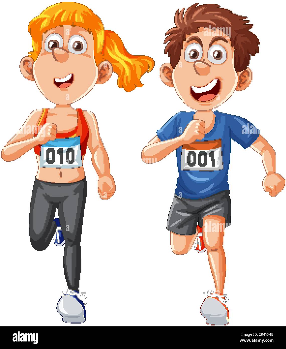 Energetic Runner Couple Cartoon Character illustration Stock Vector ...