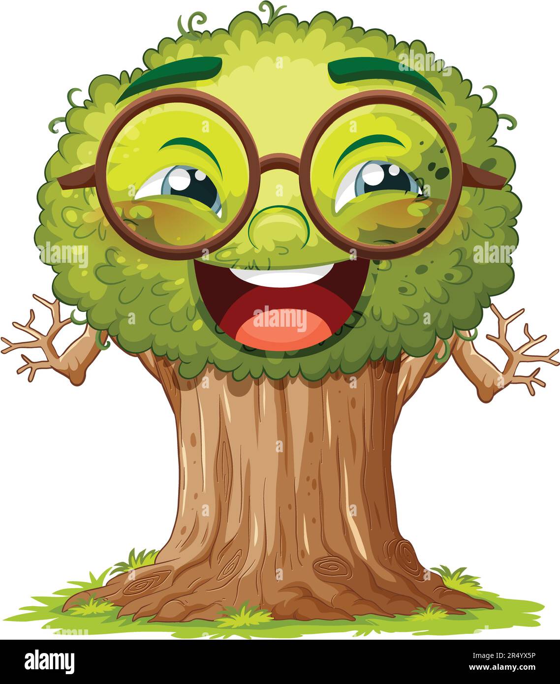 Happy tree cartoon isolated illustration Stock Vector Image & Art - Alamy