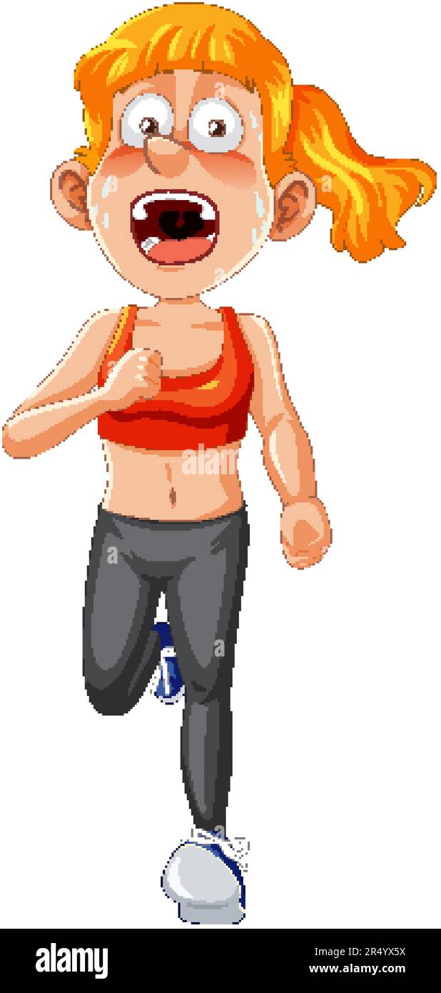 Exhausted Runner Girl Cartoon Character illustration Stock Vector Image ...
