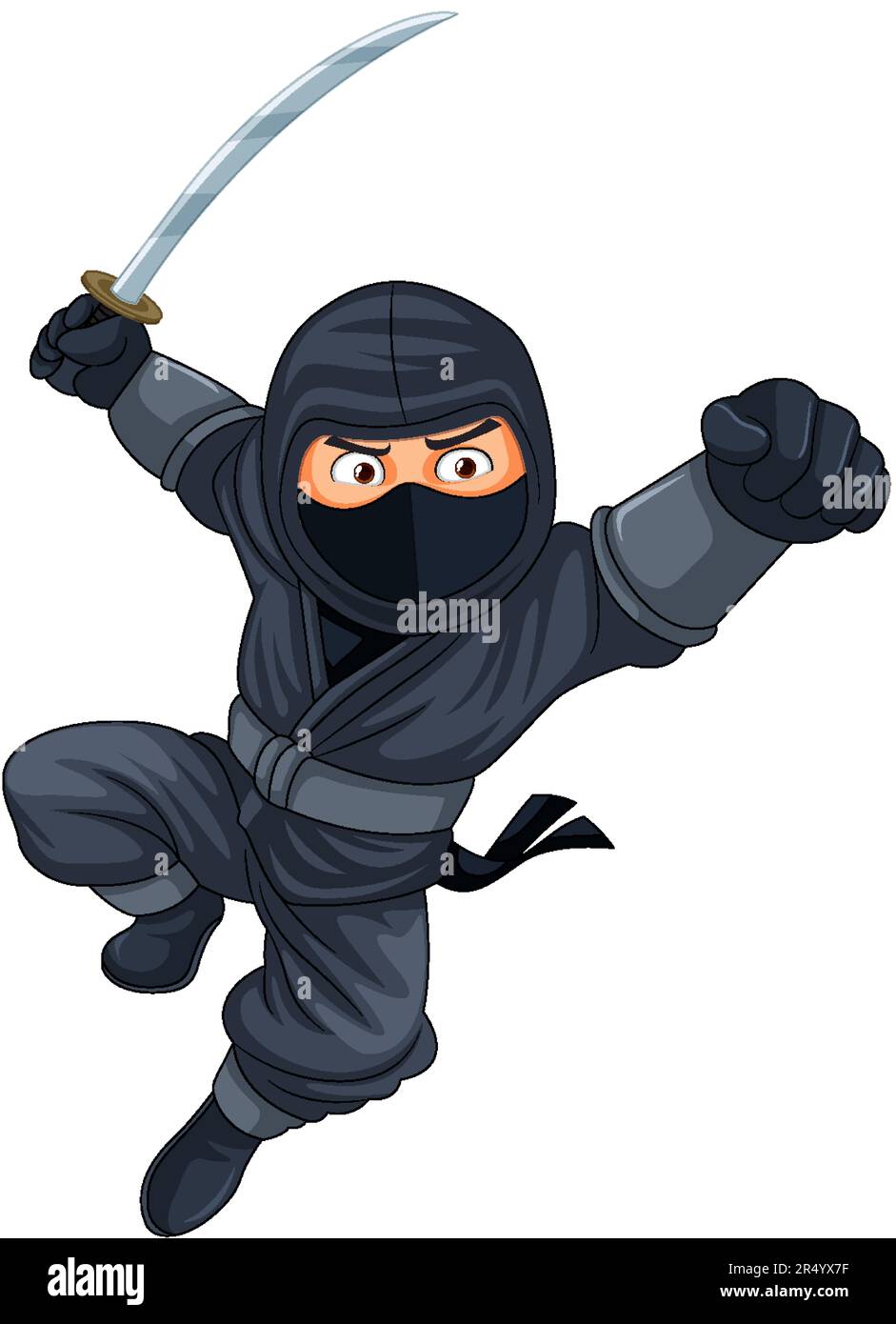 Ninja Jumping and Brandishing Sword illustration Stock Vector Image ...