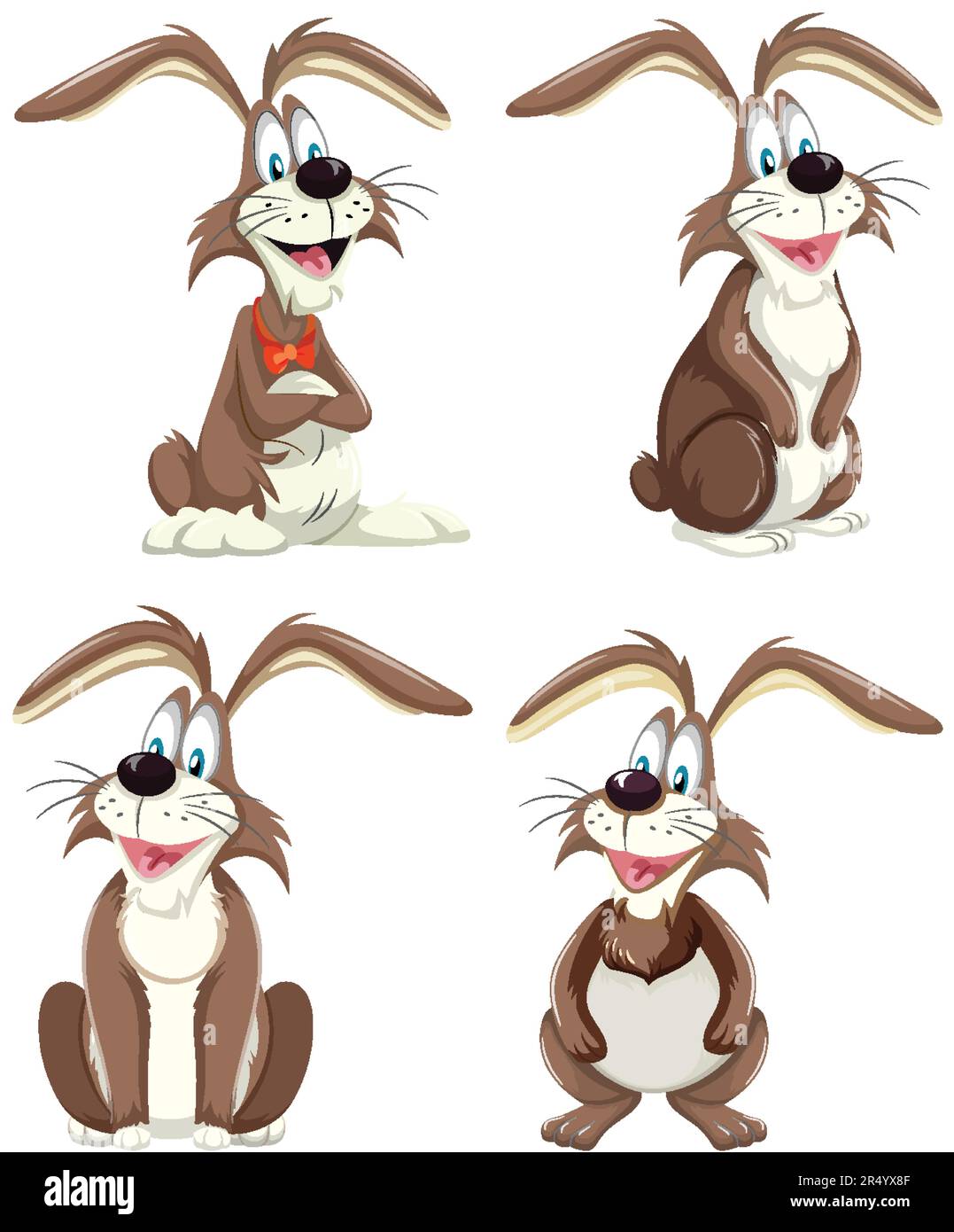 Set of rabbit cartoon in different pose illustration Stock Vector Image ...