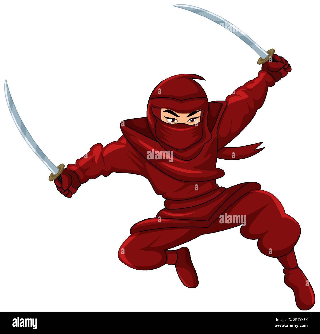 Ninja Jumping And Brandishing Sword Illustration Stock Vector Image And Art Alamy