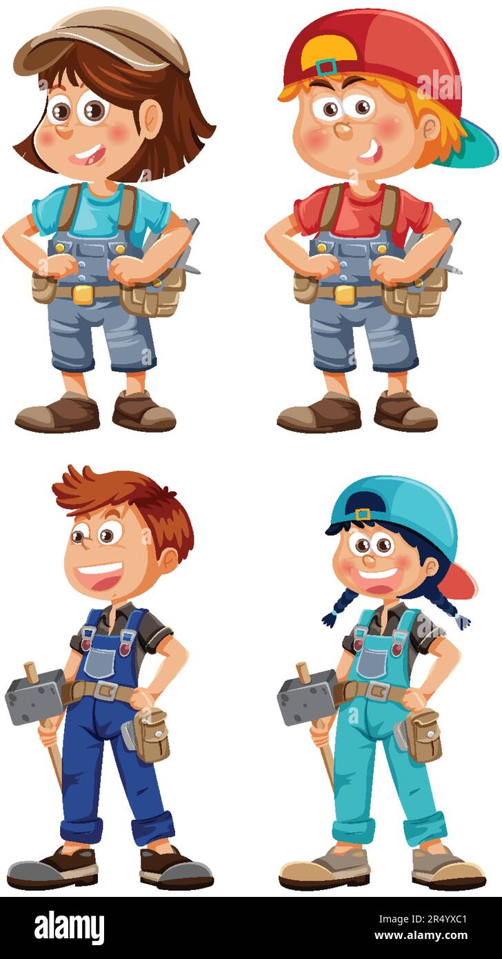 Set of handyman cartoon character illustration Stock Vector Image & Art ...