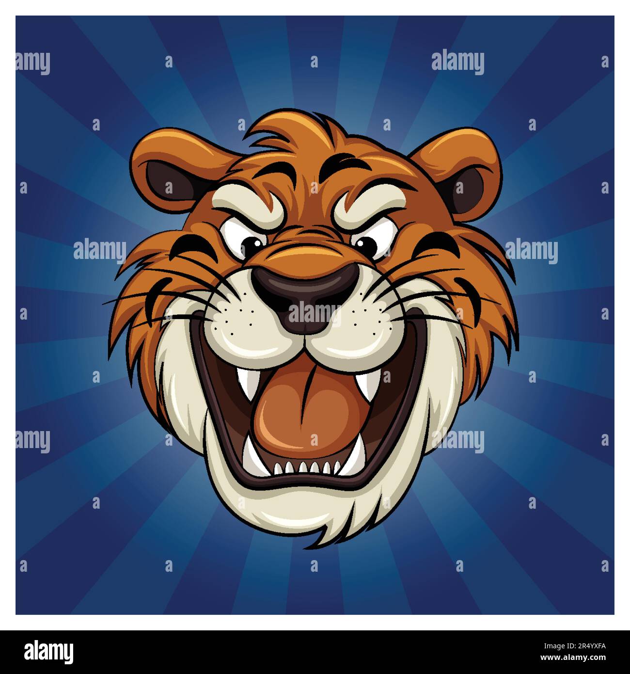 Fierce Tiger Head in Cartoon Style illustration Stock Vector Image ...