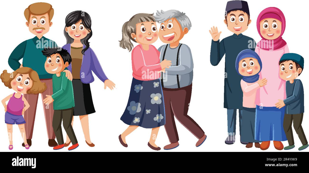 Cartoon Family Members For