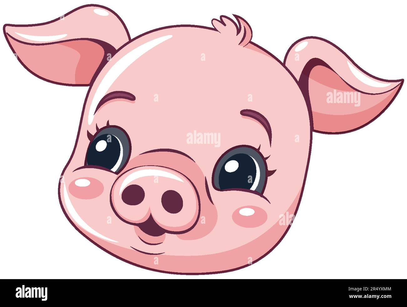 Adorable Piggy Face in Cartoon Character Style illustration Stock ...