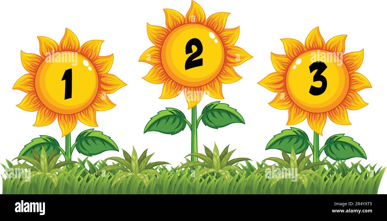 Counting number with sunflower theme illustration Stock Vector Image ...