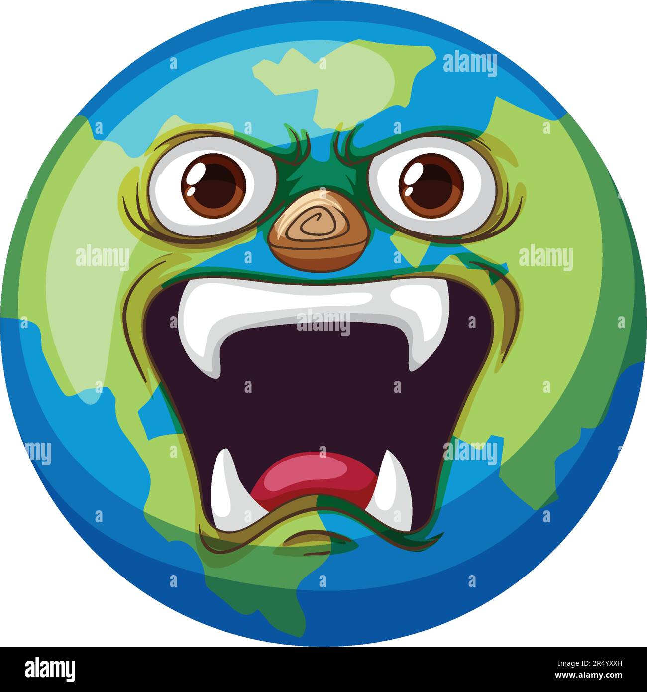 Earth cartoon with evil facial expression illustration Stock Vector ...