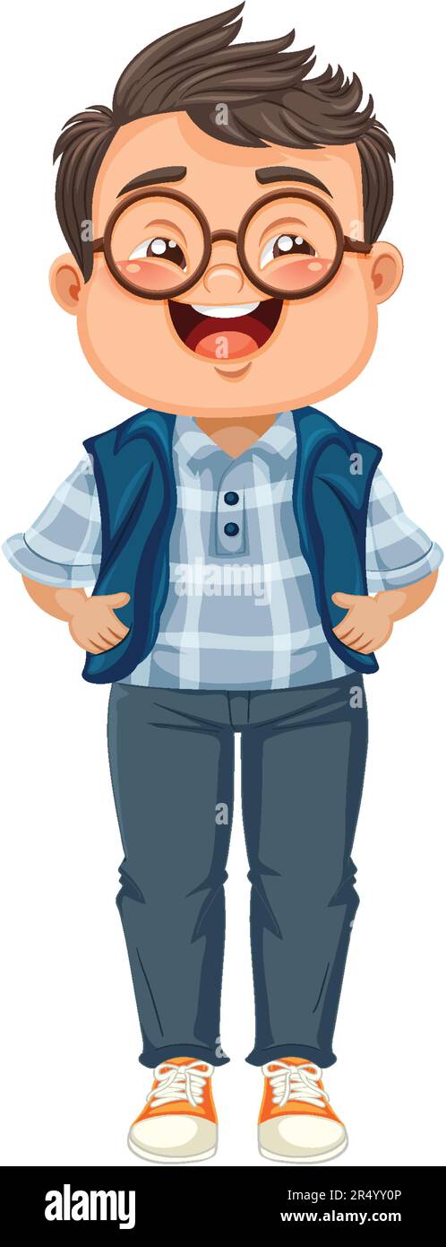 Cute nerdy boy cartoon character illustration Stock Vector Image & Art ...