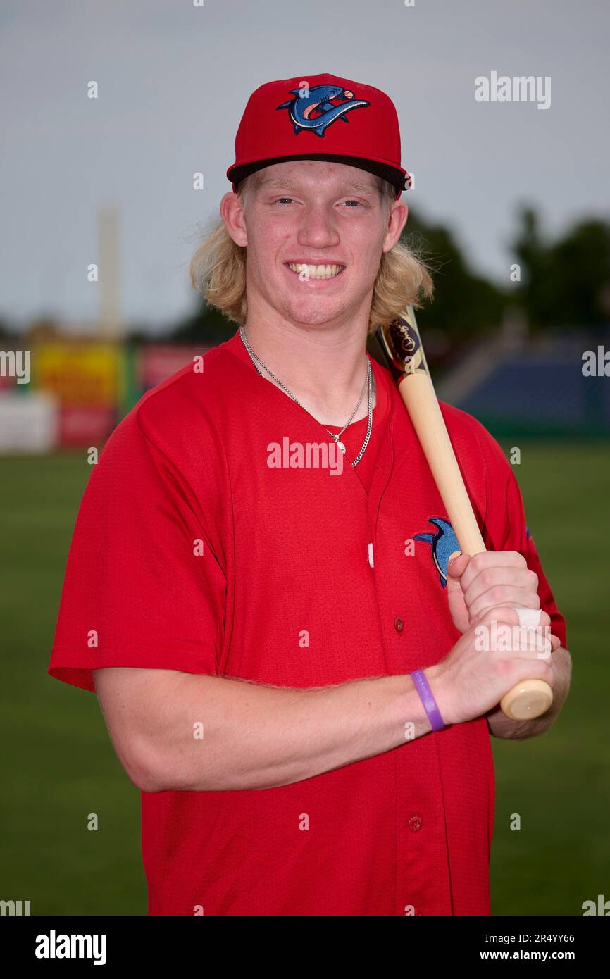 Clearwater Threshers Jordan Viars (33) poses for a photo before an MiLB ...