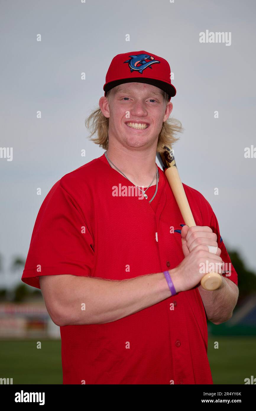 Clearwater Threshers Jordan Viars (33) poses for a photo before an MiLB ...