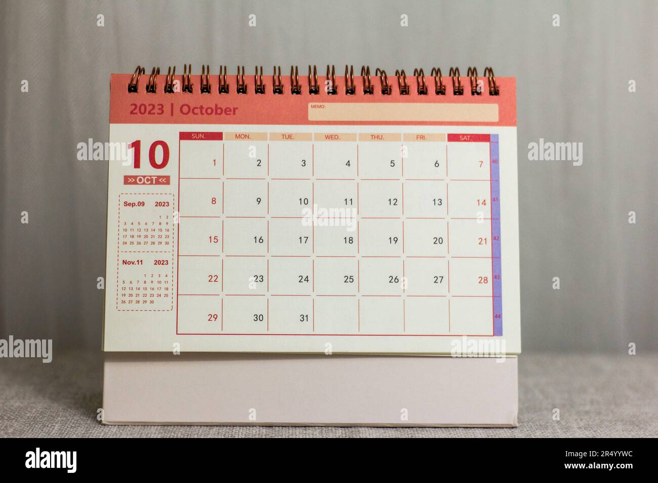 Hello, October.Desktop calendar for planning for October 2023 Stock ...