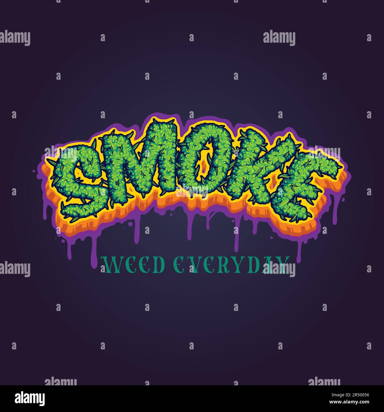 Smoke typeface gooey cannabis buds effect illustrations vector ...