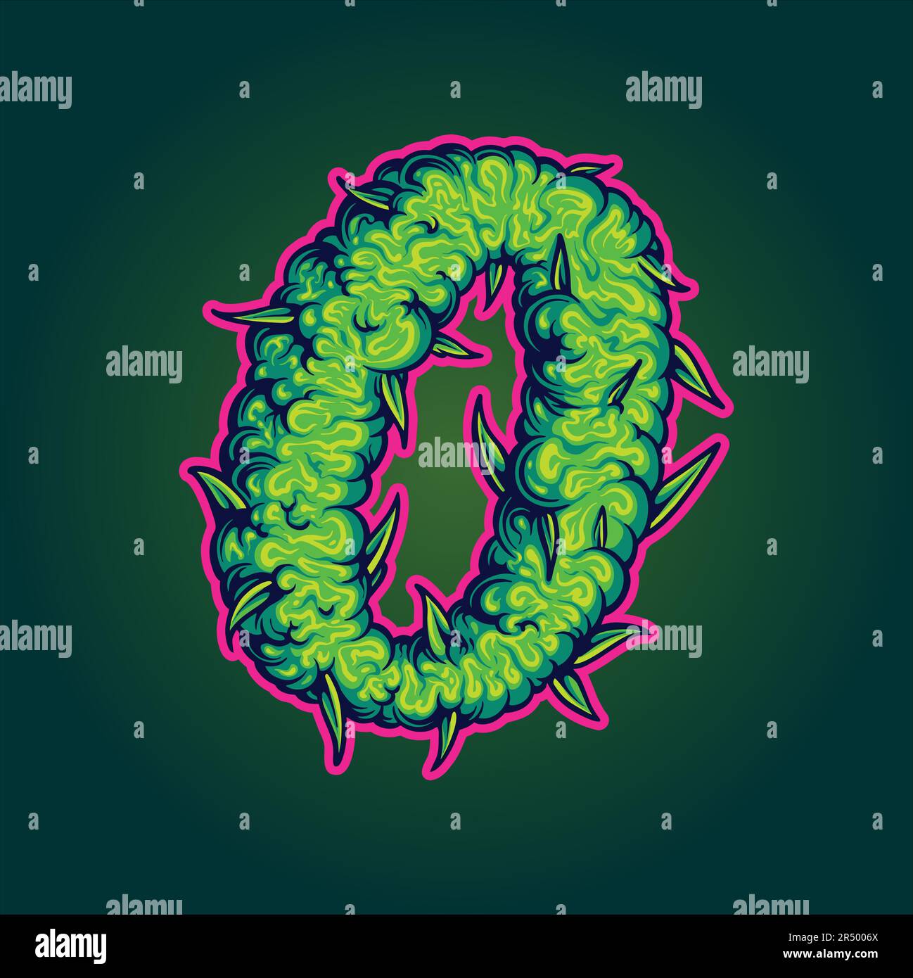 Weed buds monogram letter capital initial O illustrations vector ...