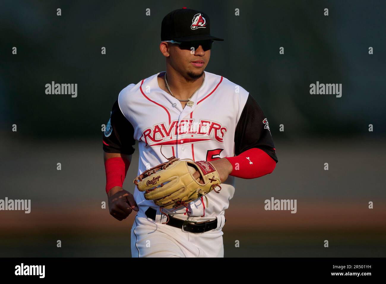 Arkansas Travelers outfielder Jonatan Clase (5) during an MiLB Texas ...