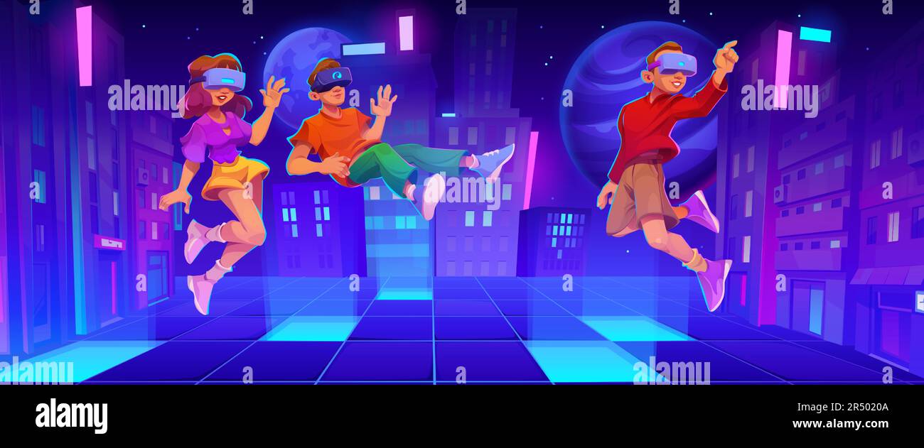 Metaverse game for character in glasses vector background. Vr p2e ...