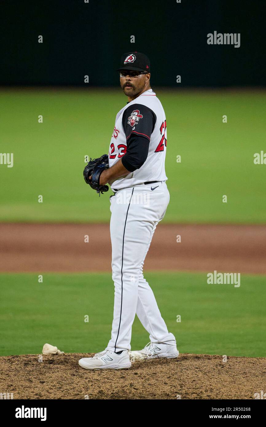 Arkansas Travelers pitcher Isaiah Campbell (23) during an MiLB Texas ...