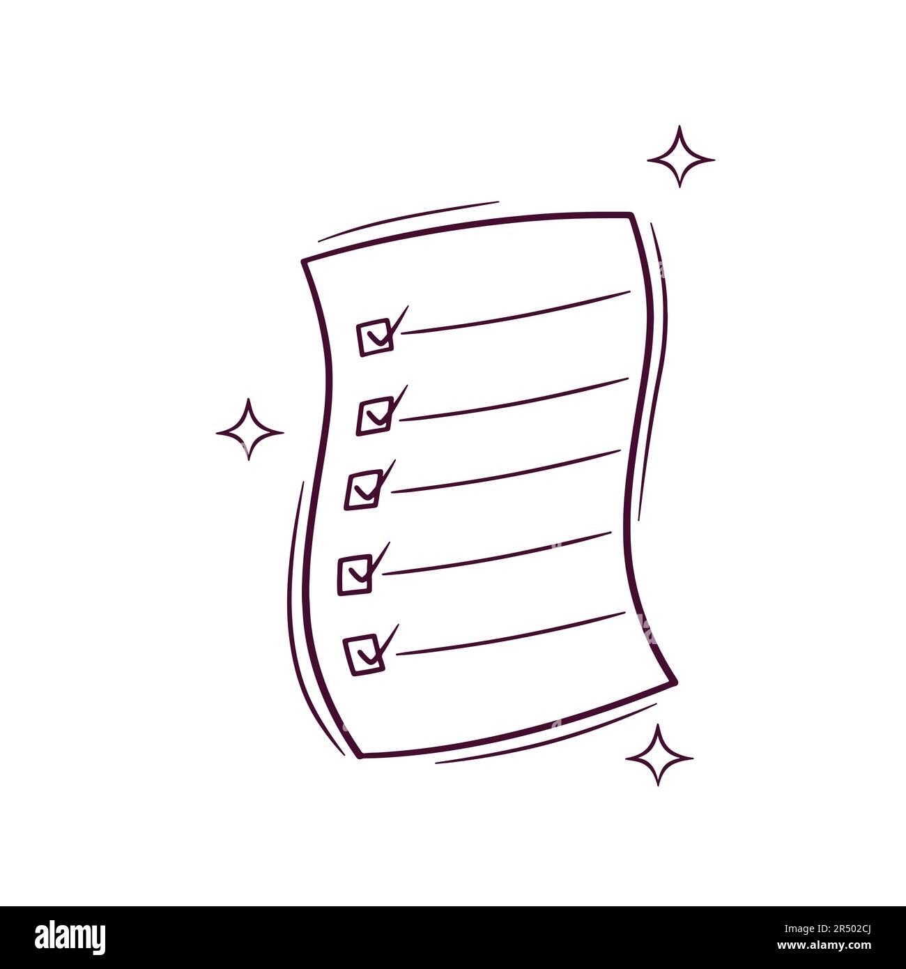 Hand Drawn Checked Document. Doodle Vector Sketch Illustration Stock ...