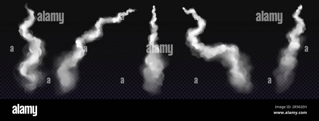 Realistic set of plane condensation trails isolated on transparent ...