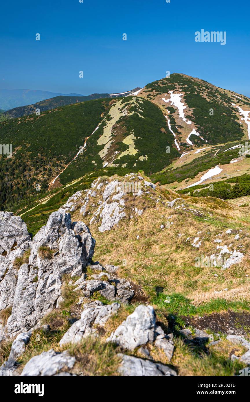 Mount Velky Krivan. Colorful spring mountain landscape of the Mala ...