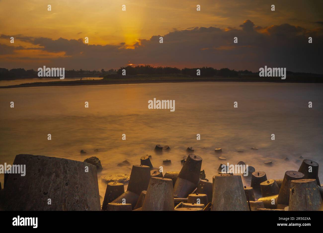Tetrapods or breakwaters on the Glagah Beach, Kulonprogo, Indonesia ...