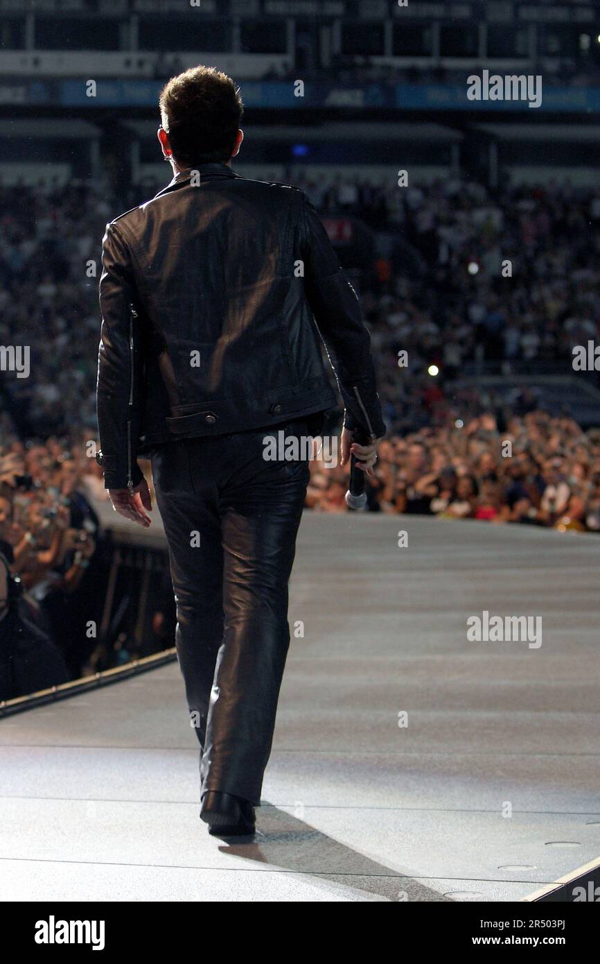 Bono U2 performing live in concert at ANZ Stadium on their '360 degree ...