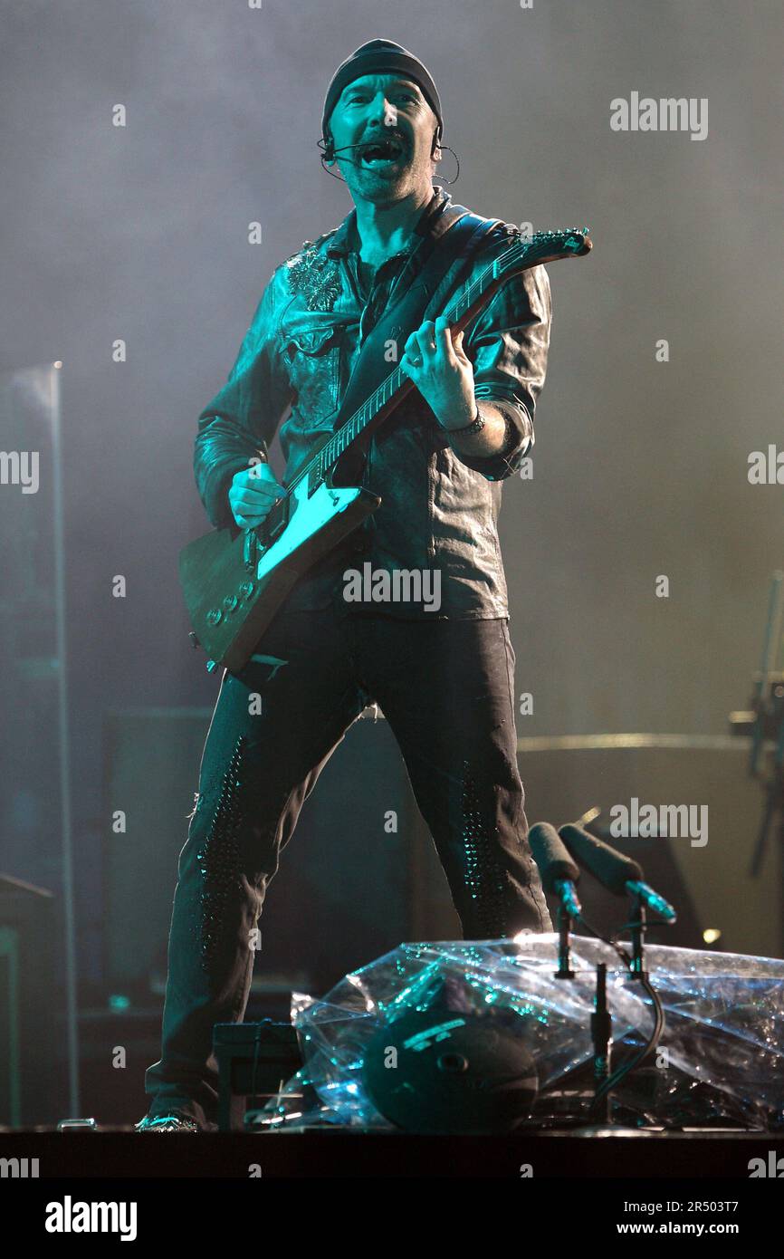 The Edge U2 performing live in concert at ANZ Stadium on their '360 ...