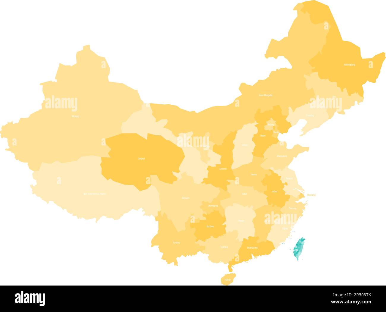 Political map of Taiwan and China. Both countries with administrative ...