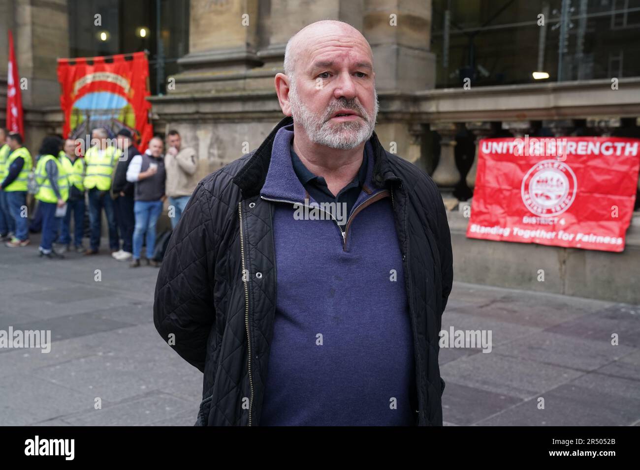 Mick Whelan, general secretary of Aslef, joins union members on the ...