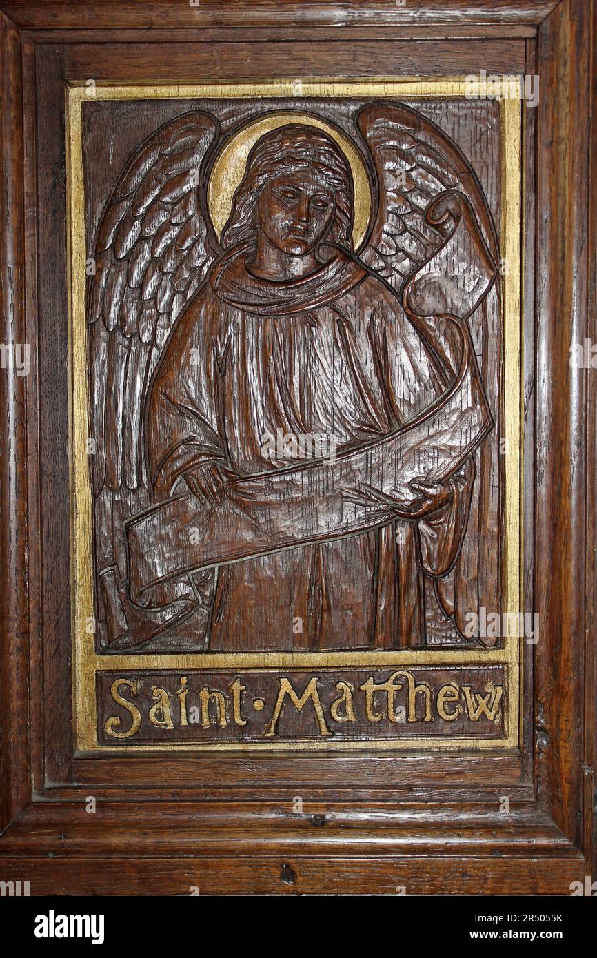 Saint matthew wood carving hi-res stock photography and images - Alamy