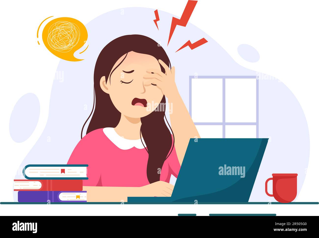 Migraine Vector Illustration People Suffers from Headaches, Stress and ...