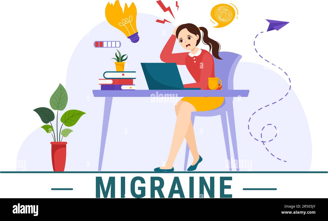 Migraine Vector Illustration People Suffers from Headaches, Stress and ...