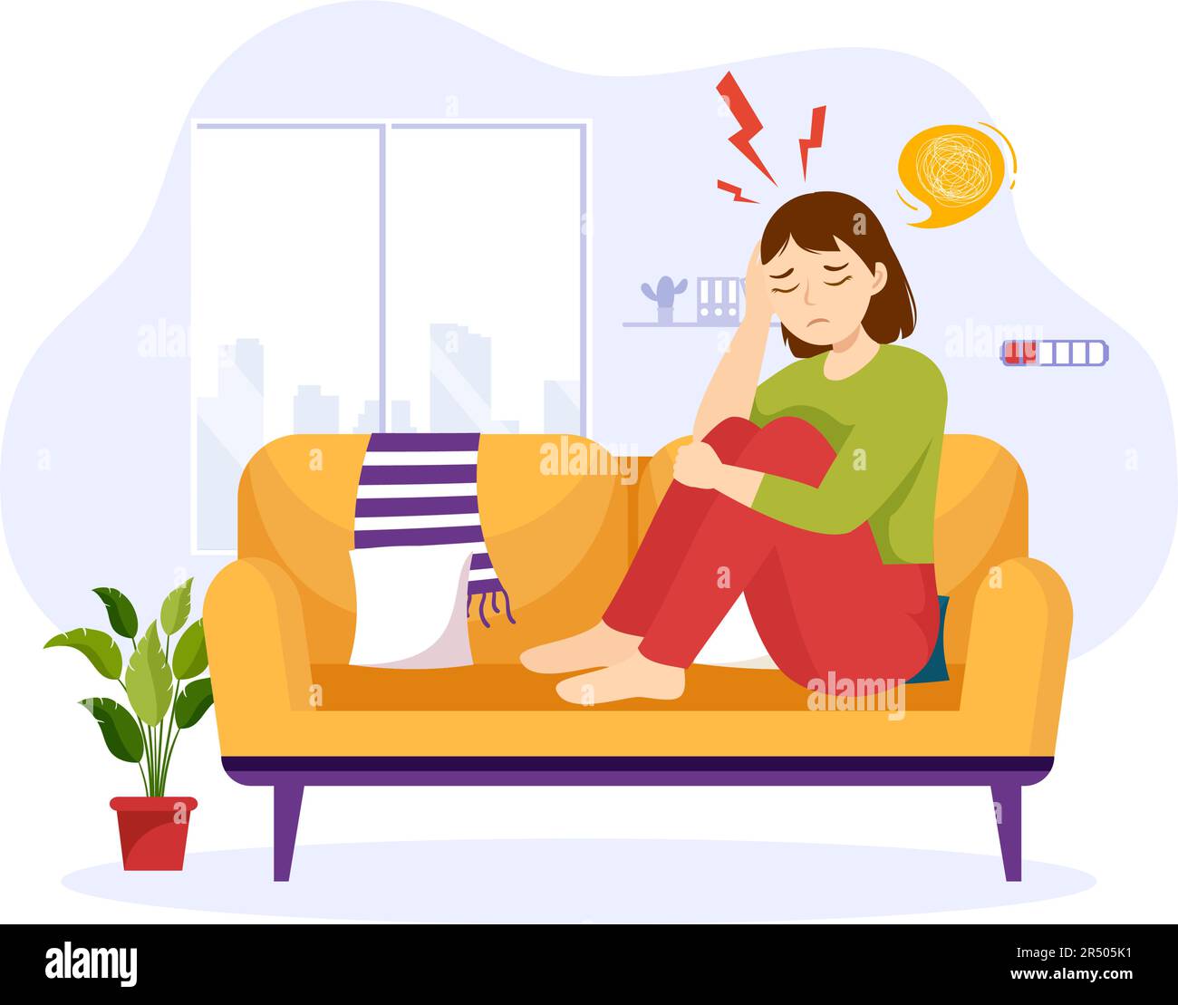 Migraine Vector Illustration People Suffers from Headaches, Stress and ...