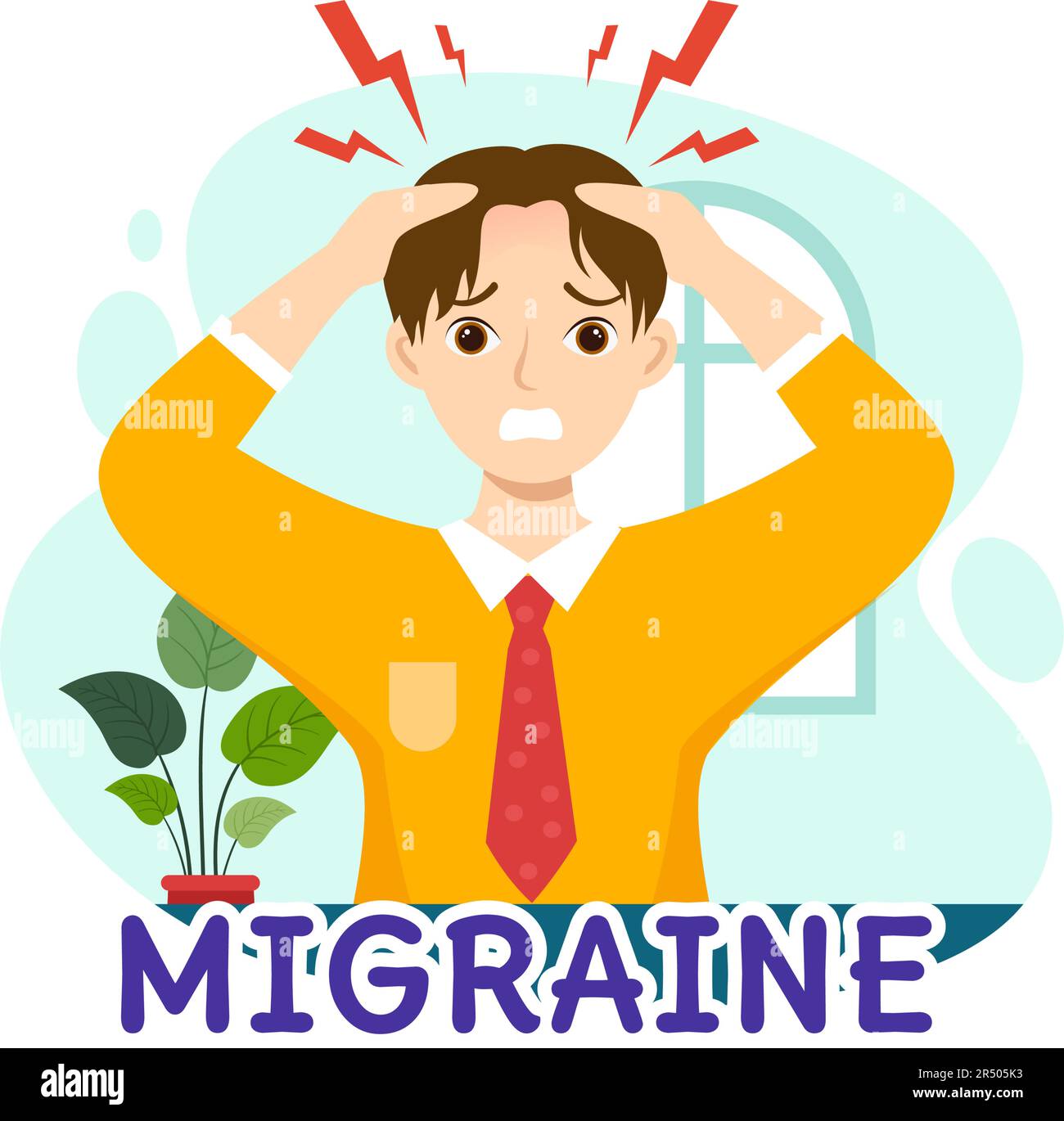 Migraine Vector Illustration People Suffers from Headaches, Stress and ...