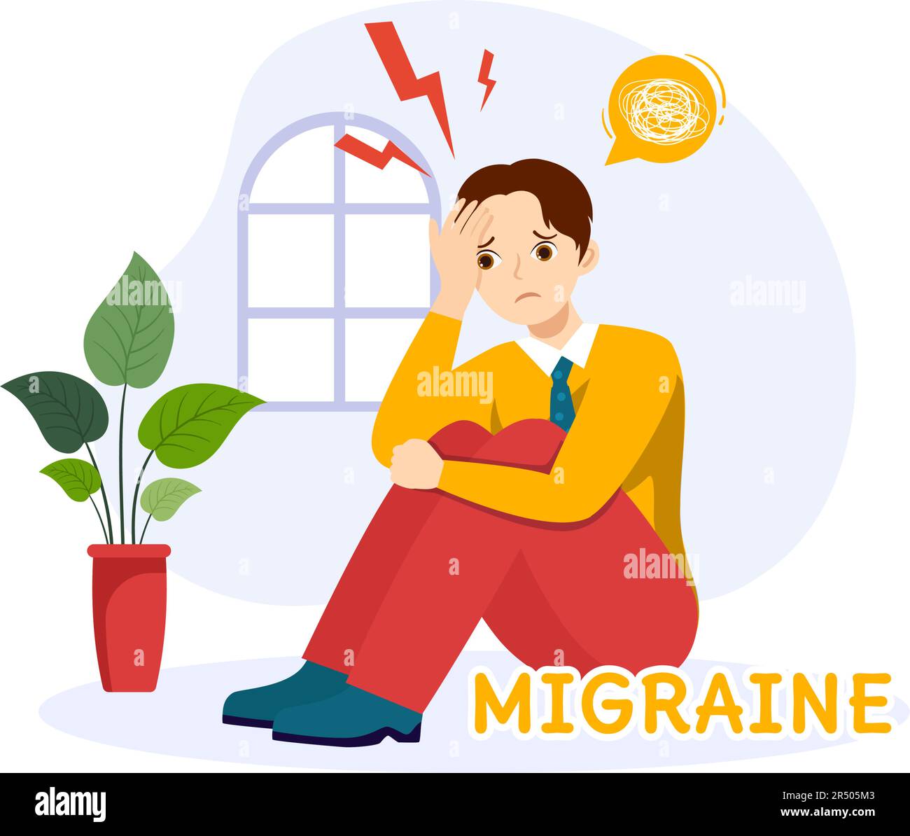 Migraine Vector Illustration People Suffers from Headaches, Stress and ...