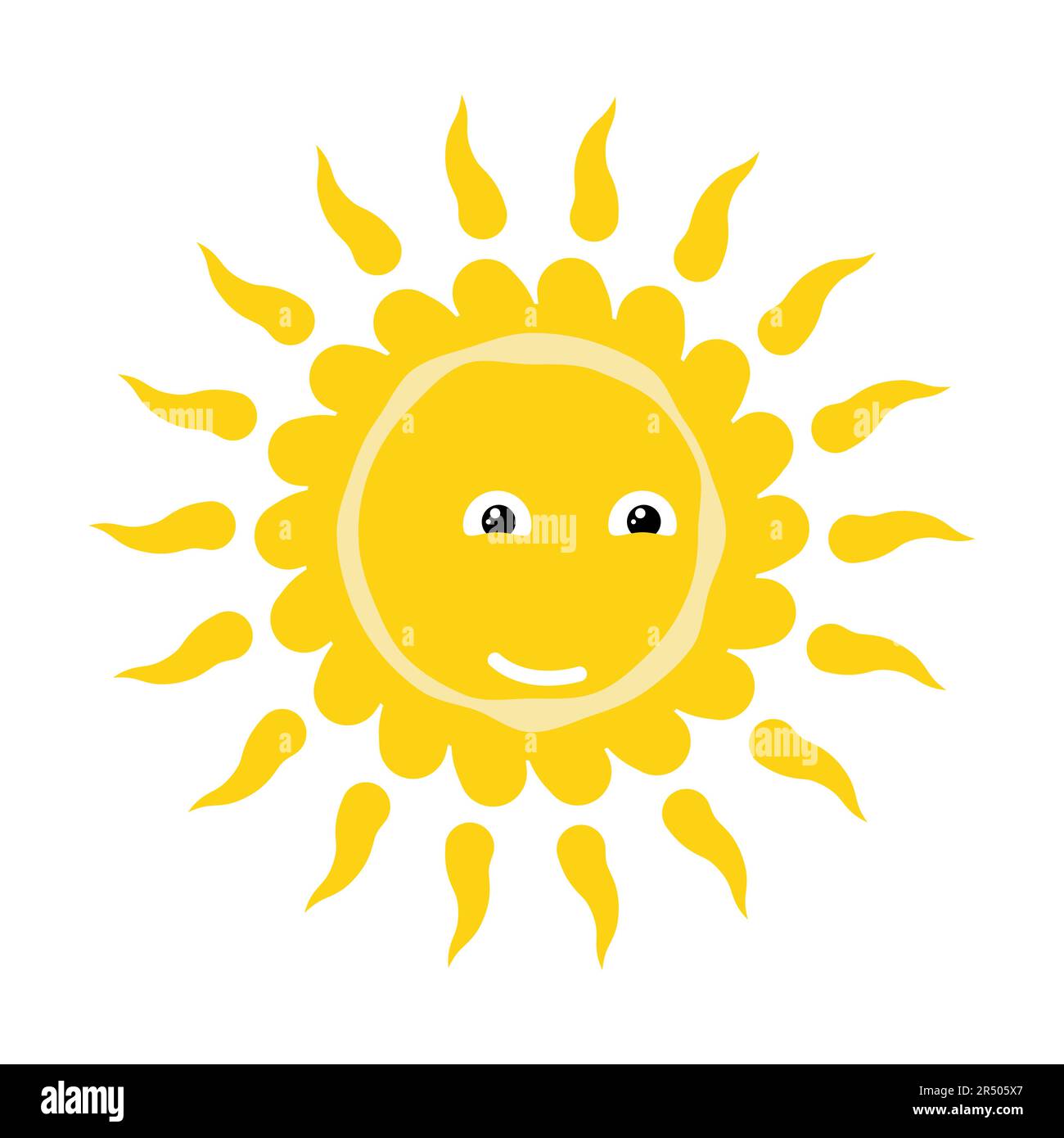 Stylized yellow summer sun funny character with happy face. Sun icon ...