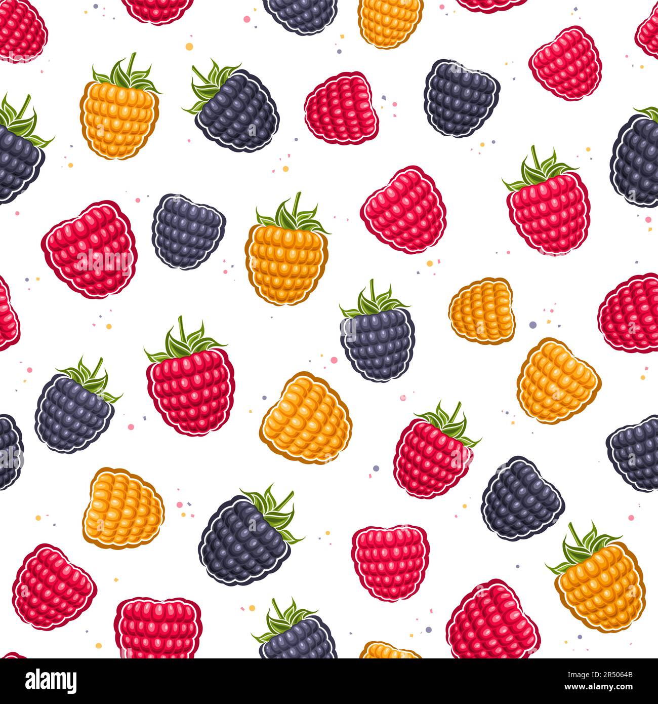 Vector Colorful Raspberry seamless pattern, repeat background with cut ...