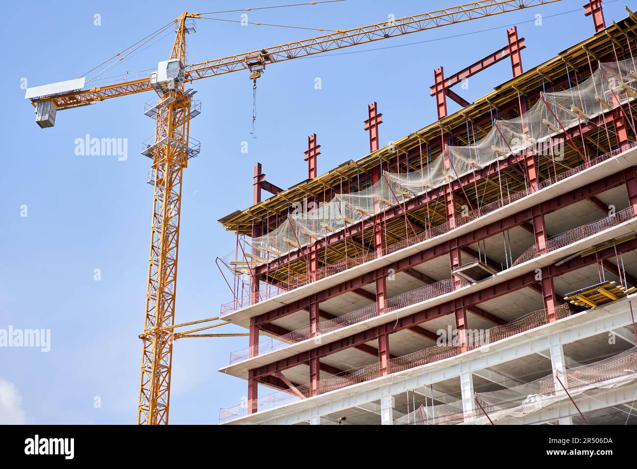 View of a large construction site with buildings under construction and ...